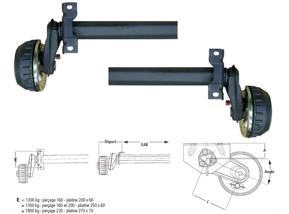 Essieu freiné ALKO, 1600kg, 5T140, à souder - Accessoire Remorque